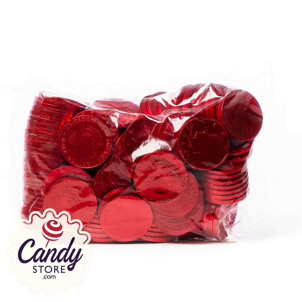 Red Chocolate Coins - 1.5lb Bulk | CandyStore.com