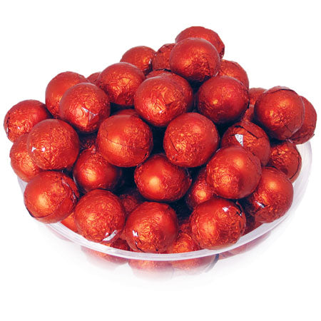 Red Foil Chocolate Balls - 10lb Bulk | CandyStore.com