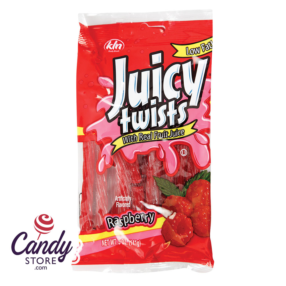 Red Raspberry Juicy Twists 5oz Peg Bag - 12ct | CandyStore – CandyStore.com