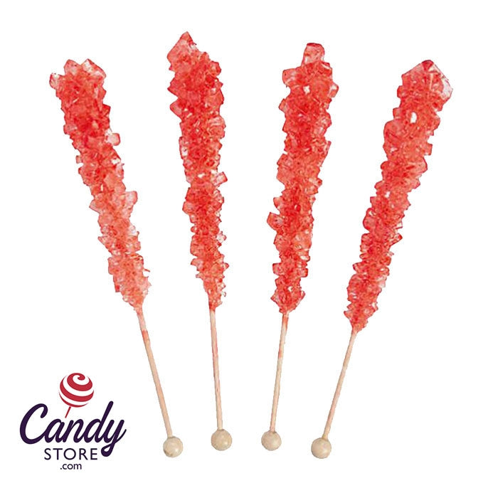 Red Rock Candy Crystal Sticks Strawberry 36ct Tub - CandyStore.com