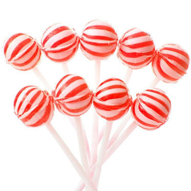 Red Striped Ball Petite Lollipops - 400ct | CandyStore.com