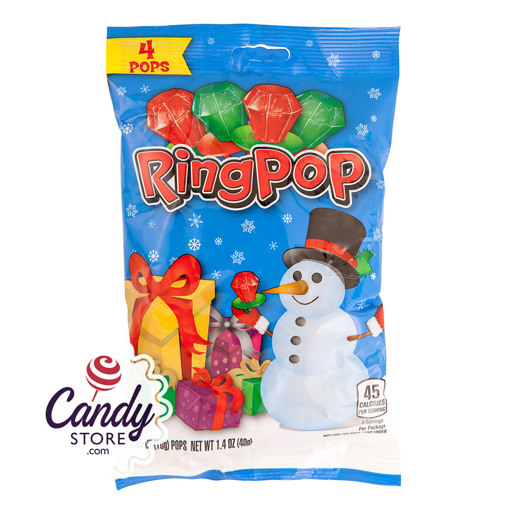 Ring Pop Christmas 4-Piece 1.4oz Peg Bags 12ct - CandyStore.com