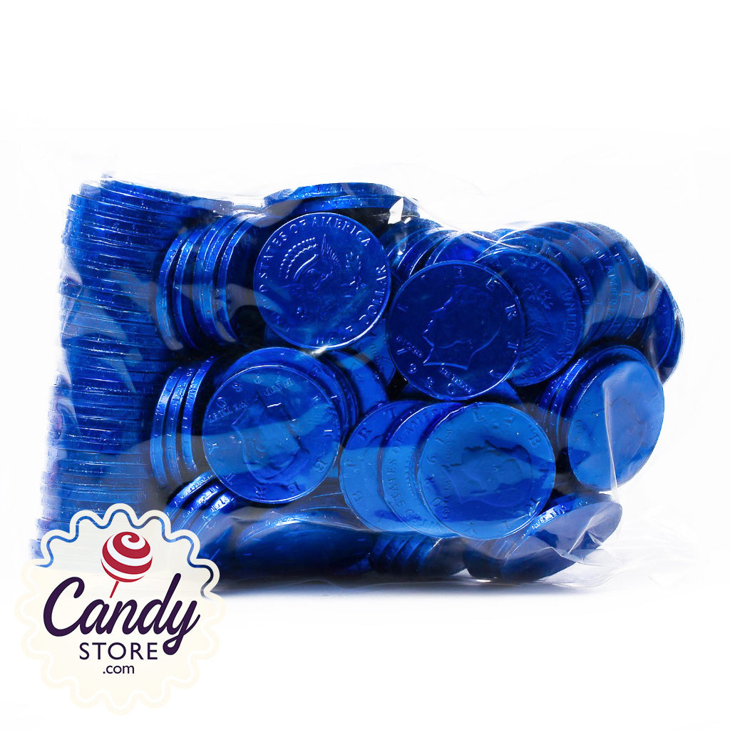 Royal Blue Chocolate Coins - 1.5lb Bulk | CandyStore.com