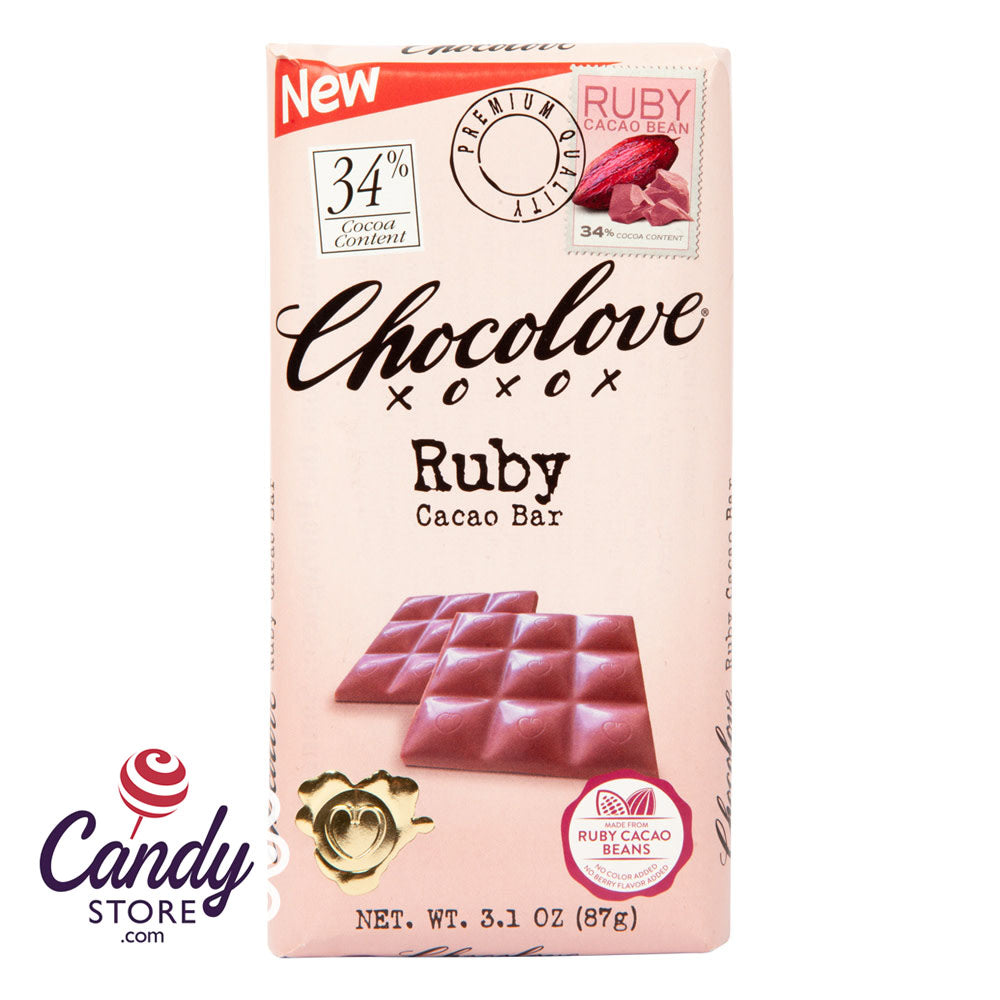 Ruby Cacao Bean Chocolove Bars 3.1oz - 12ct | CandyStore.com