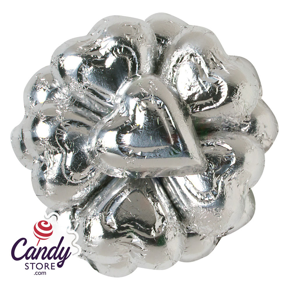Silver Milk Chocolate Hearts - 10lb | CandyStore.com
