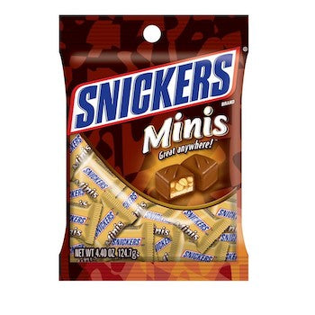 Snickers Mini-Size Chocolate Bars Peg Bags - 12ct