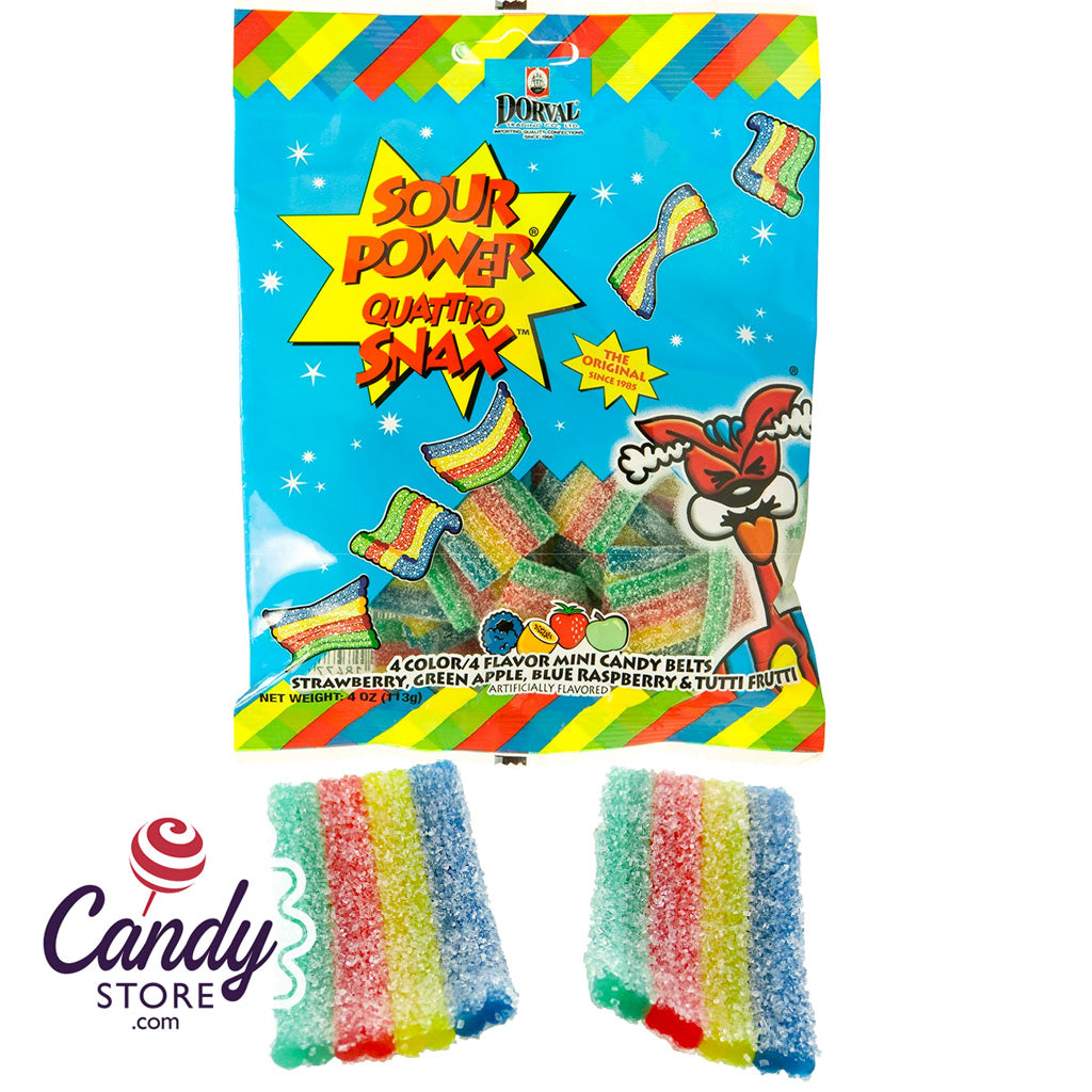 Sour Power Quattro Snax Mini Belts - 12ct | CandyStore.com