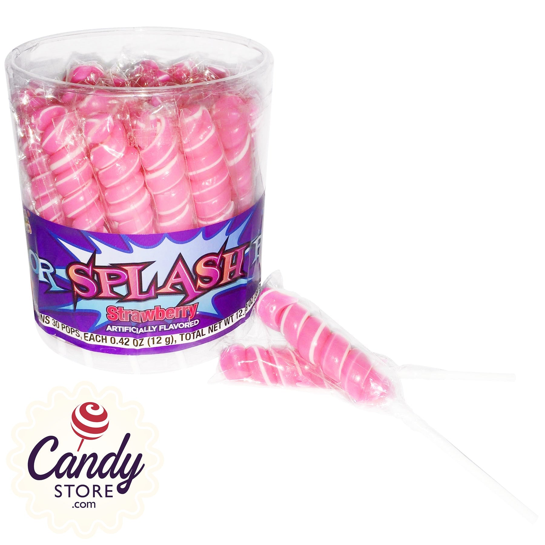 Spiral Color Splash Mini Pops Baby Pink - 30ct | CandyStore ...