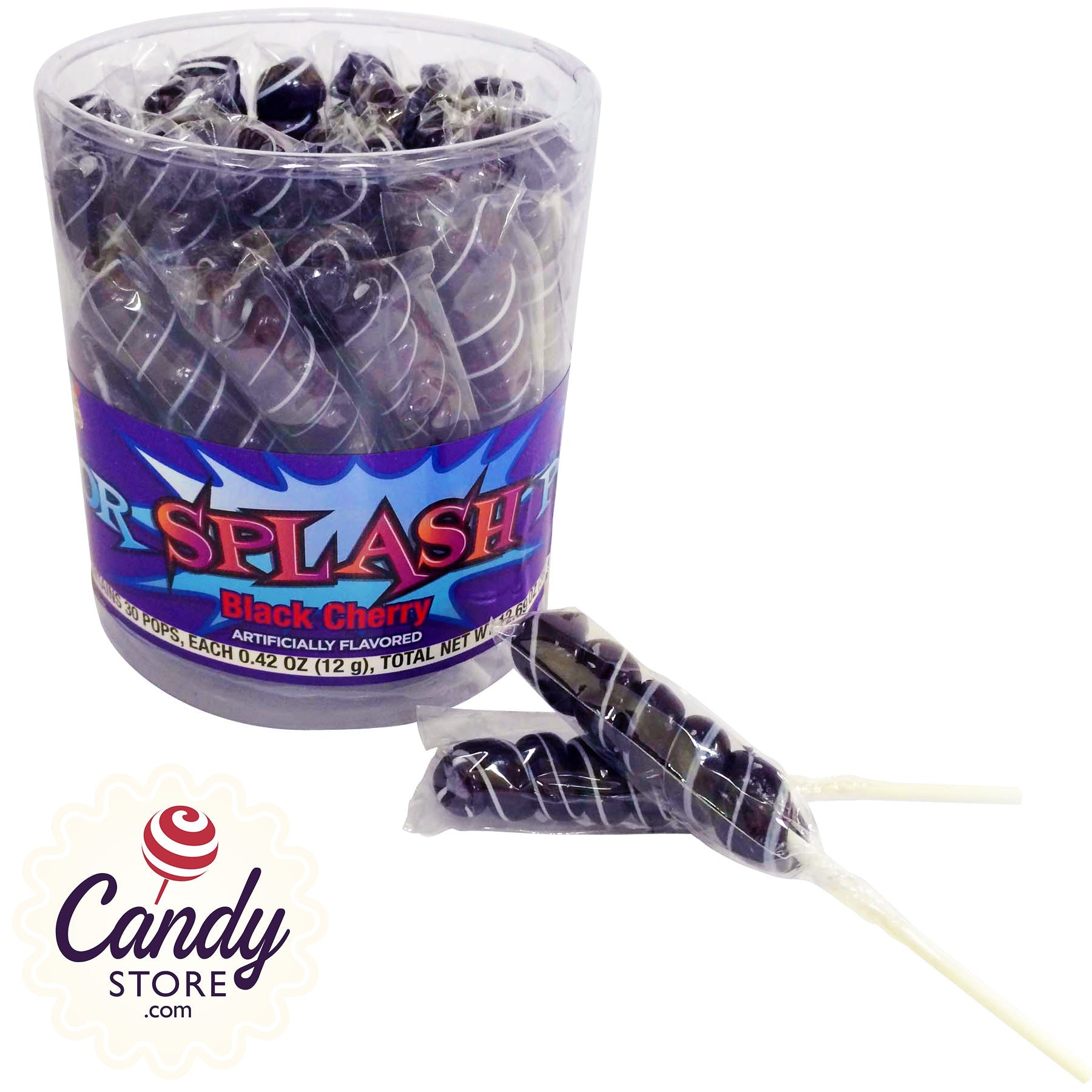 Spiral Color Splash Mini Pops Black - 30ct | CandyStore.com