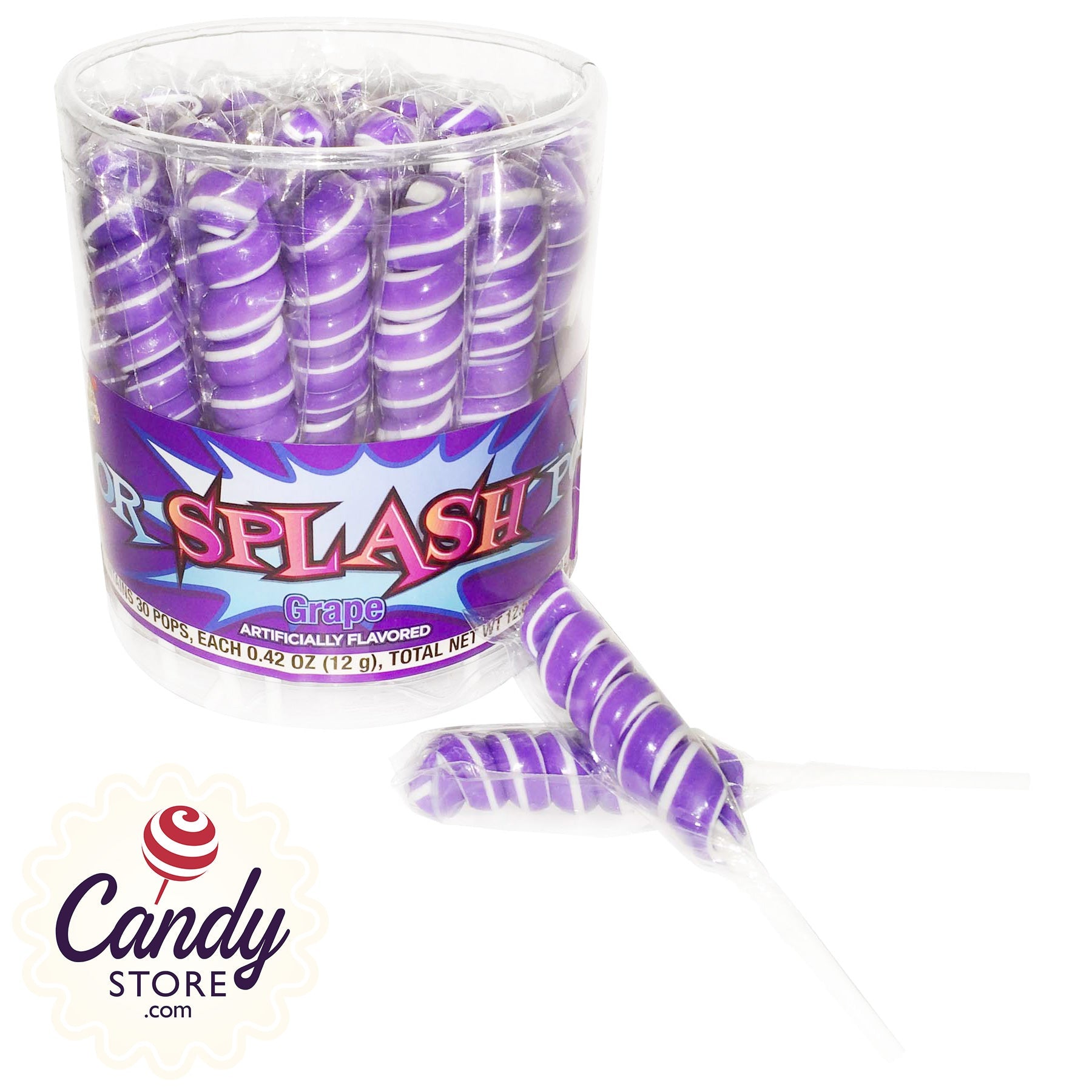 Spiral Color Splash Mini Pops Purple - 30ct | CandyStore.com