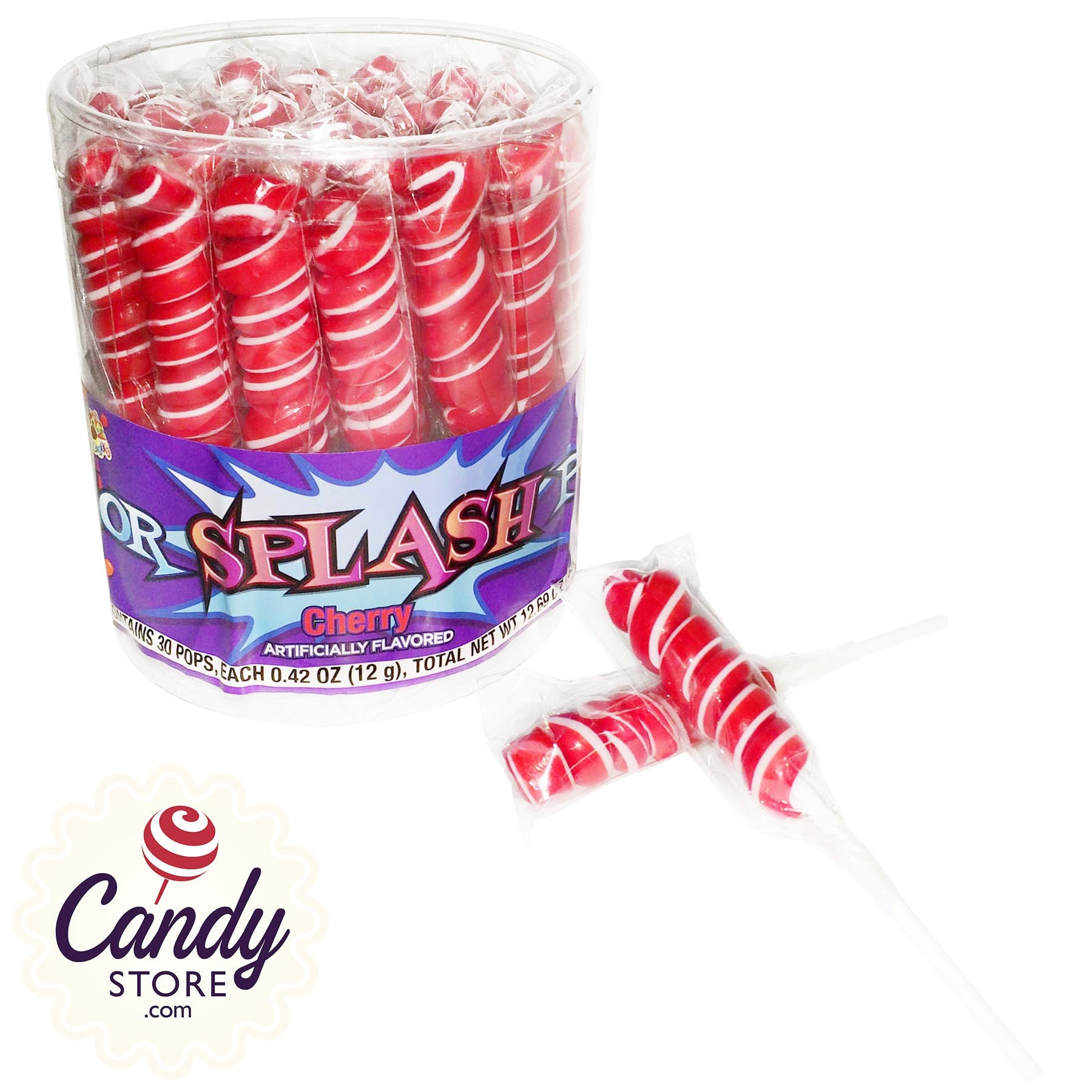 Spiral Color Splash Mini Pops Red - 30ct | CandyStore.com