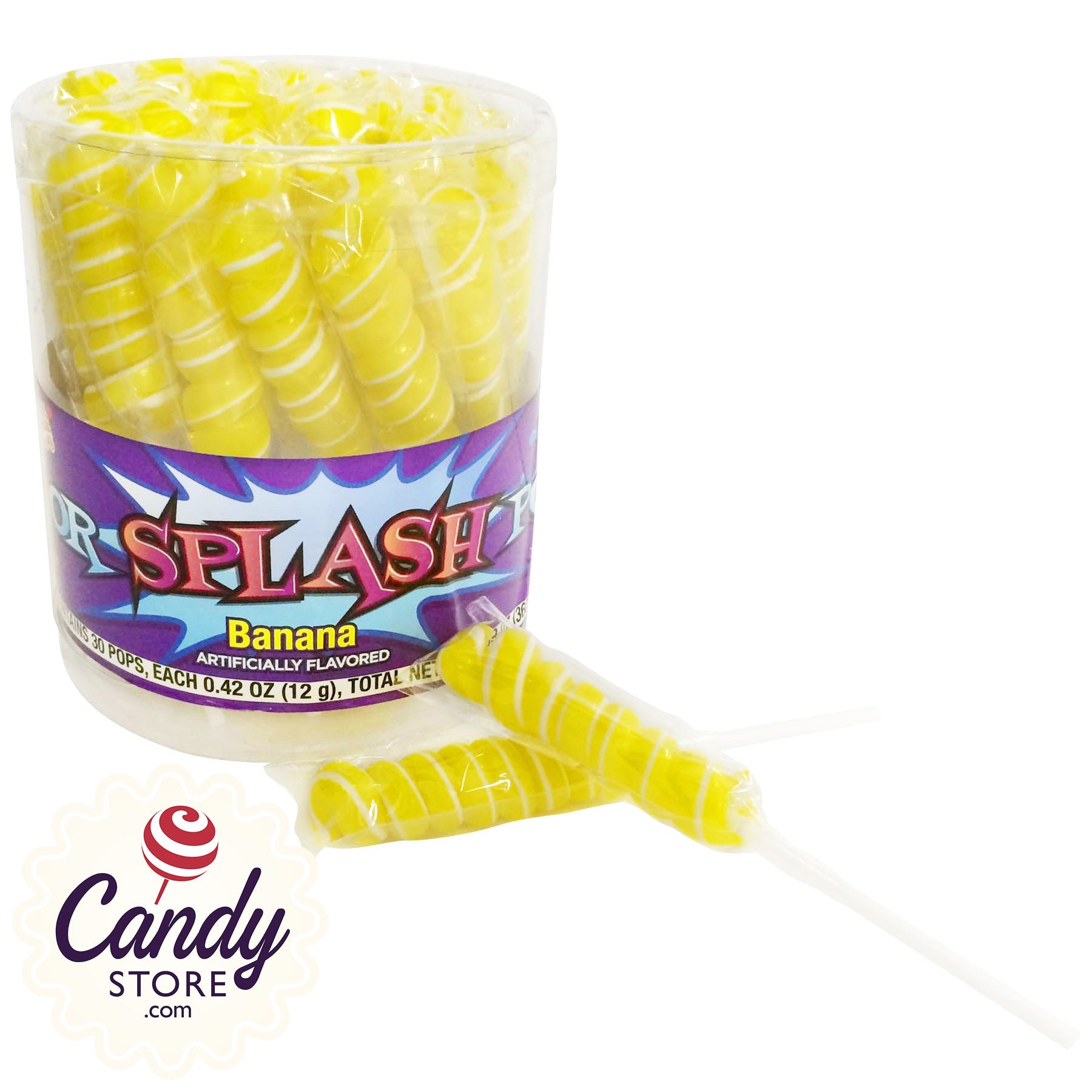 Spiral Color Splash Mini Pops Yellow - 30ct | CandyStore.com