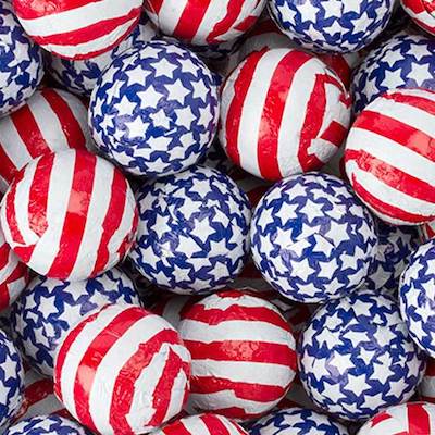 Stars & Stripes Foil Chocolate Balls - 5lb | CandyStore.com
