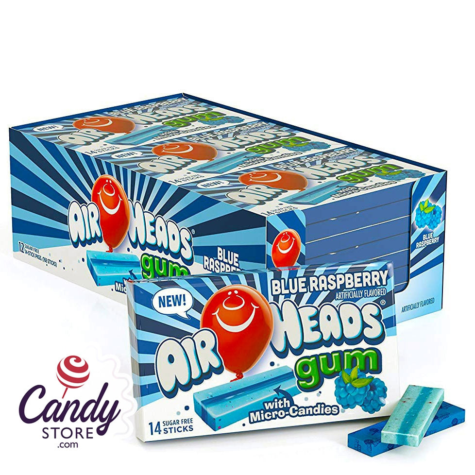 Sugar Free Blue Raspberry Airheads Gum 14-Piece 1.19oz - 12ct ...