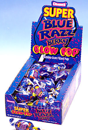 Super Blue Razzberry Blow Pops - 48ct | CandyStore.com