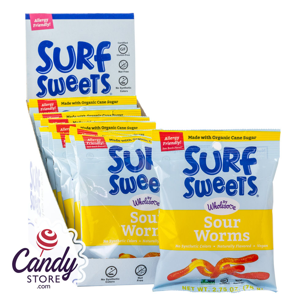 Surf Sweets Sour Worms 2.75oz Bag - 12ct | CandyStore.com