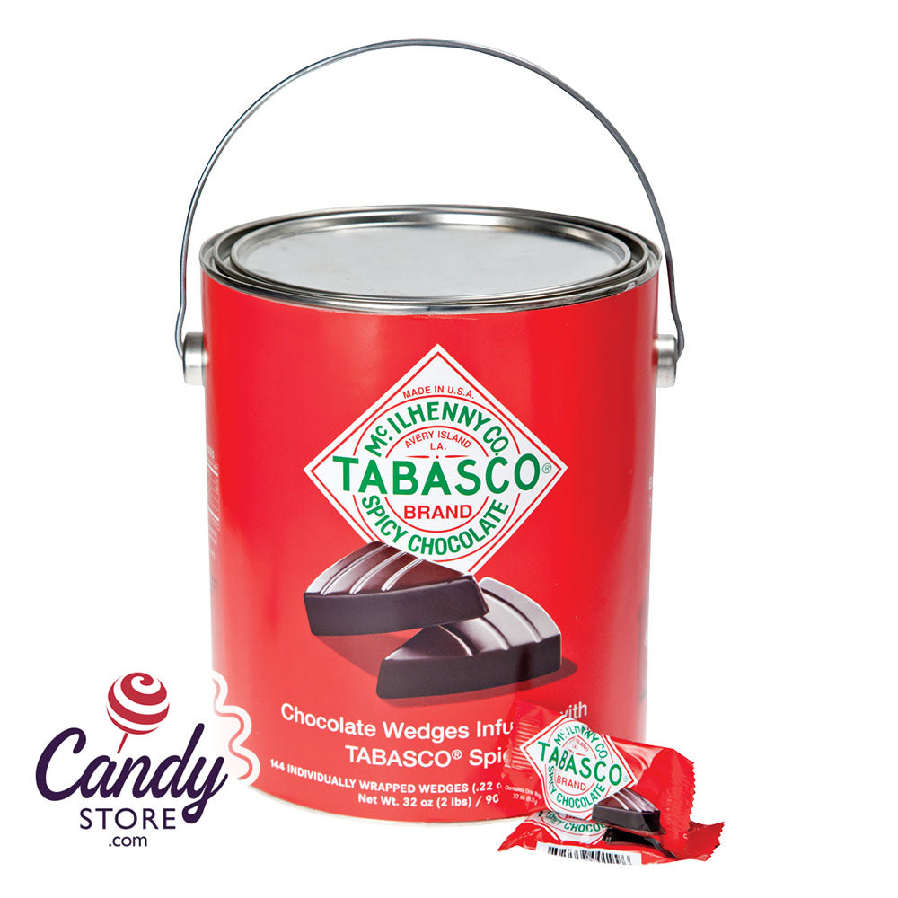 Tabasco Spicy Dark Chocolate Wedges 32oz Paint Can 144ct - CandyStore.com
