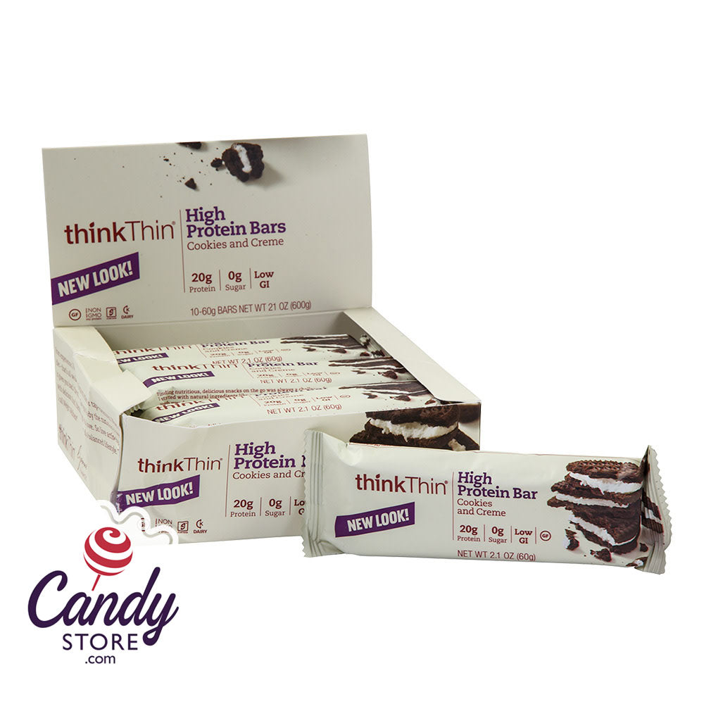Think Thin Cookies And Cream Protein Bar 2.1oz 10ct - CandyStore.com