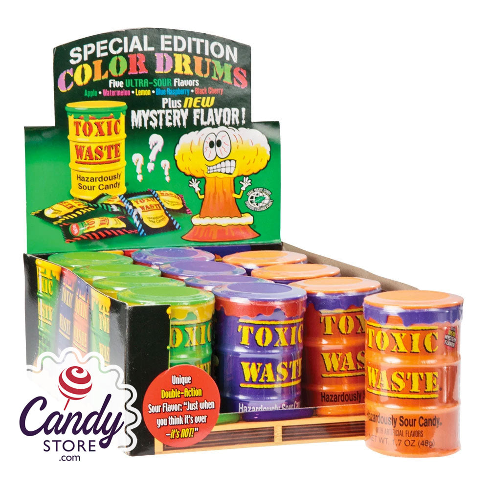 Toxic Waste Candy Flavors Toxic Waste Multi Color Drum Sour Candy 1.7