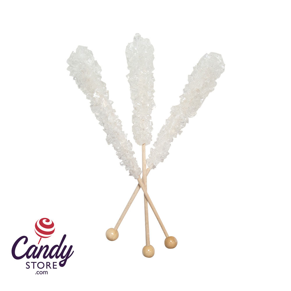 Unwrapped White Rock Candy 6 1/2-in Stick Dryden & Palmer - 120ct