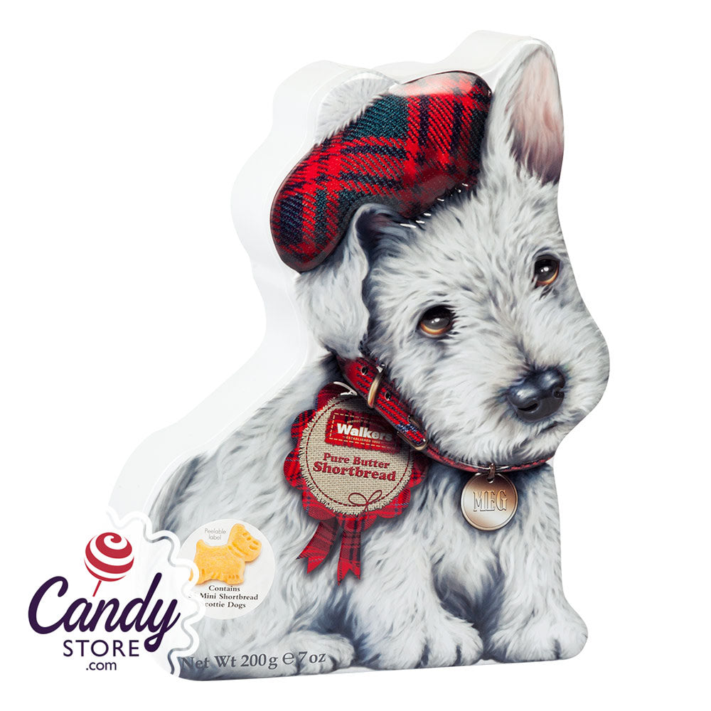 Walkers White Scottie Dog 7oz Tin 12ct - CandyStore.com