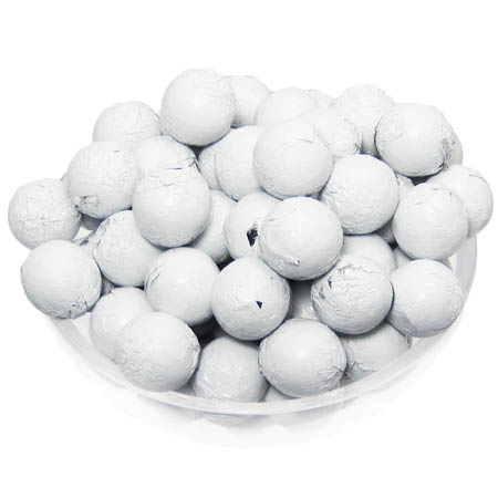 White Foil Chocolate Balls - 10lb Bulk | CandyStore.com