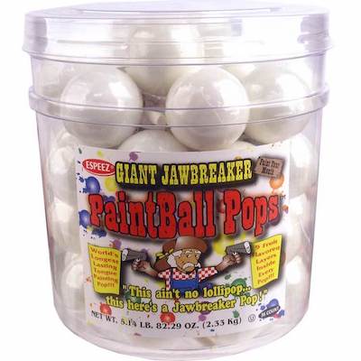 White Paintball Pops Jar - 36ct | CandyStore.com