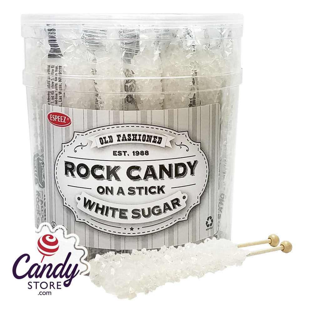 White Rock Candy Crystal Sticks 36ct Tubs - CandyStore.com
