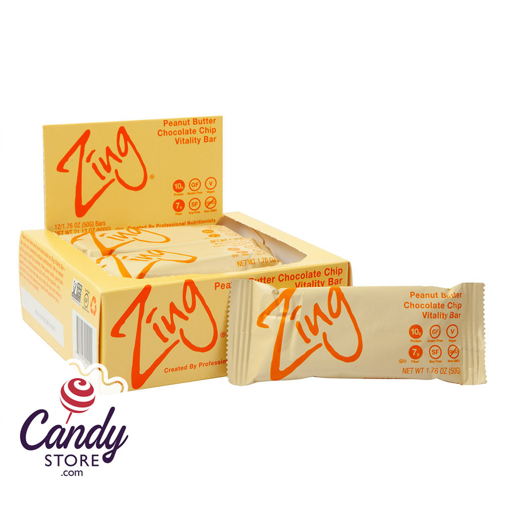 Zing Bar Peanut Butter Chocolate Chip 1.76oz 12ct - CandyStore.com