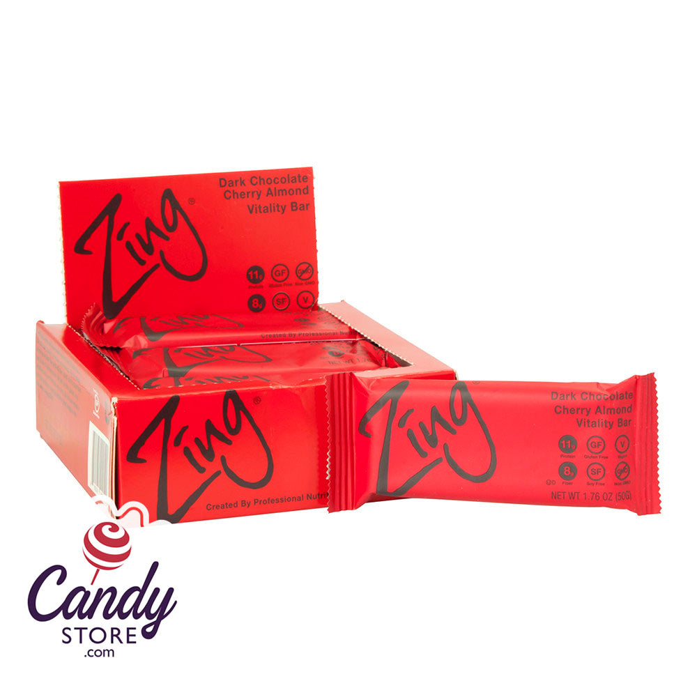 Zing Dark Chocolate Cherry Almond 1.76oz Bar 12ct - CandyStore.com