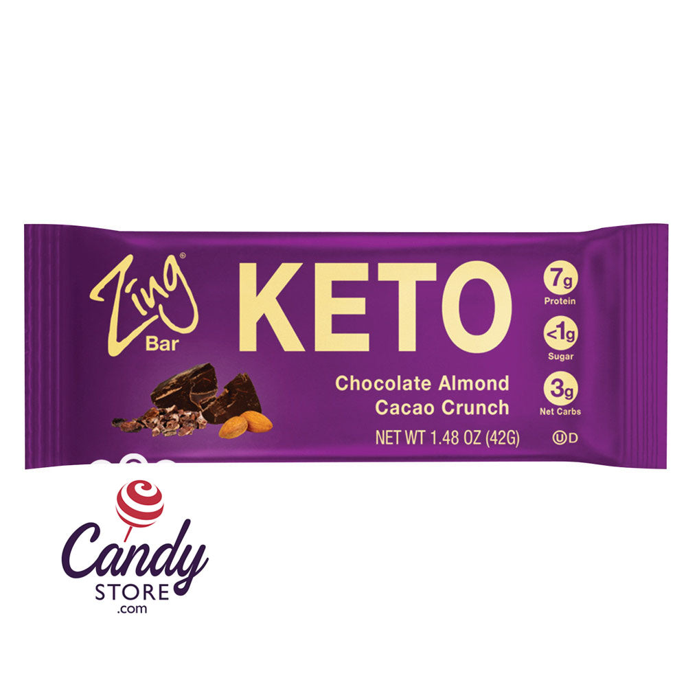 Zing Keto Bar Chocolate Almond Cacao Crunch 1.41oz 144ct - CandyStore.com