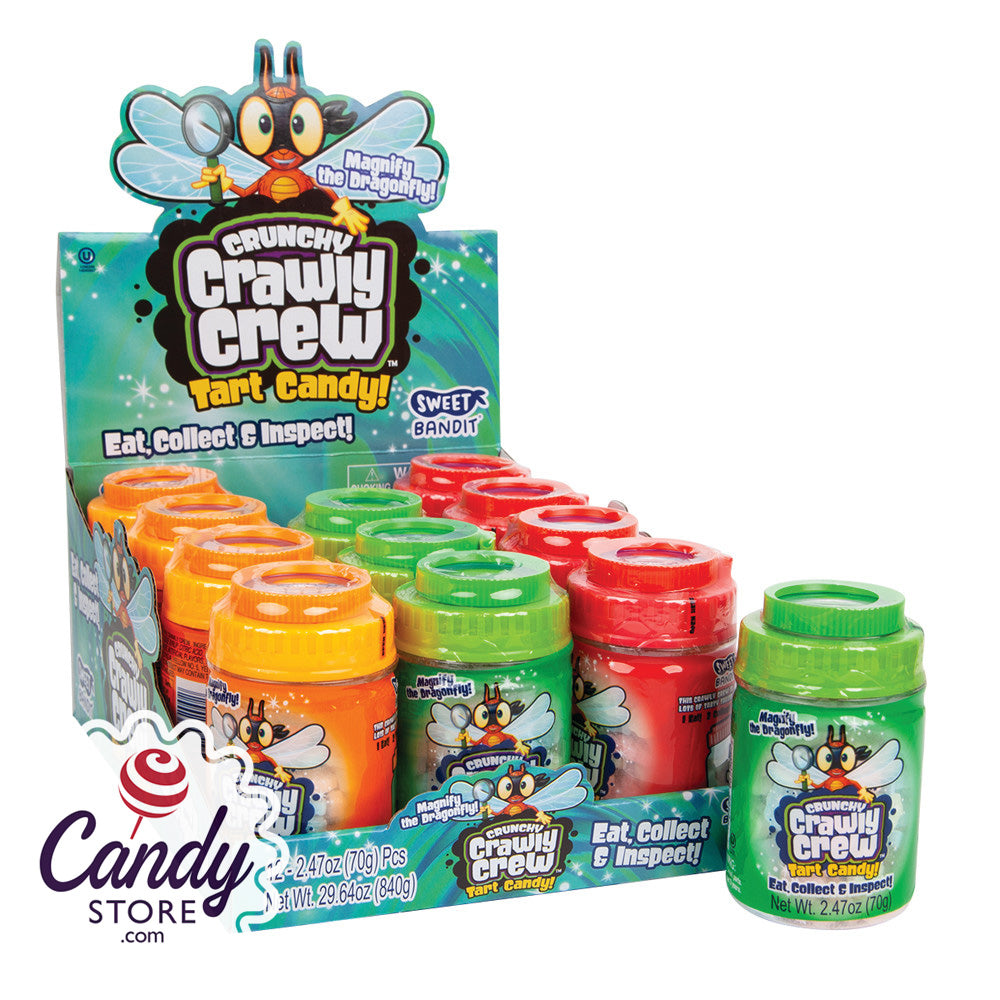 Crunchy Crawly Crew Candy 12ct w Magnifying Glass Jars - CandyStore.com