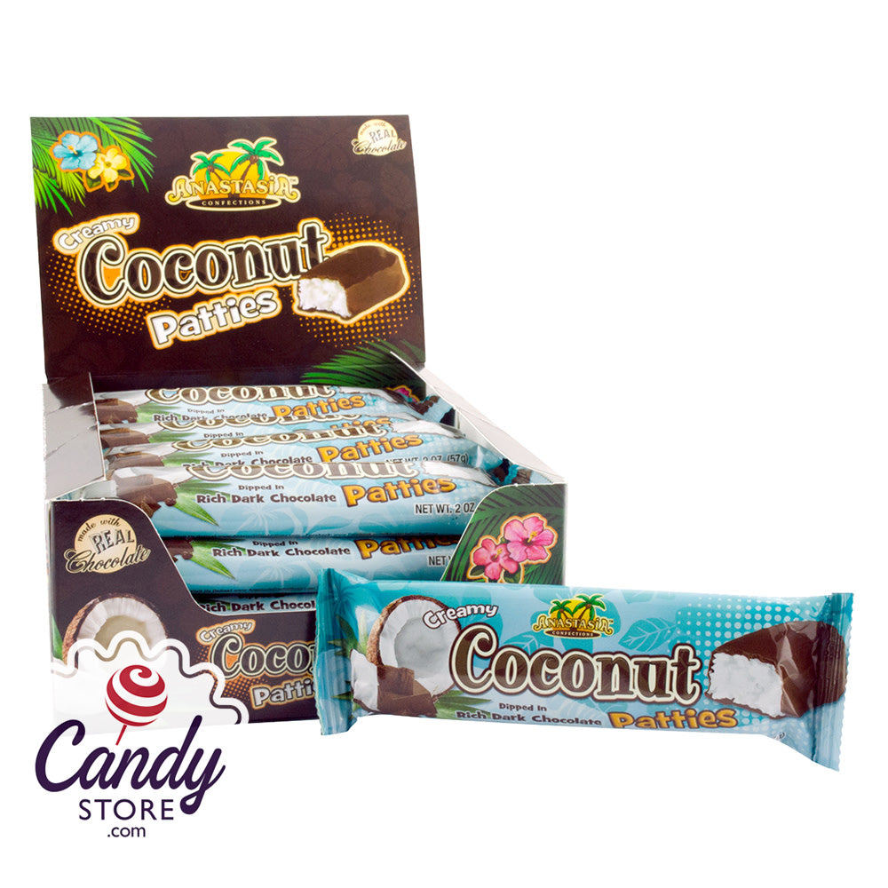 Dark Chocolate Coconut Patties Bar Anastasia 20ct - CandyStore.com