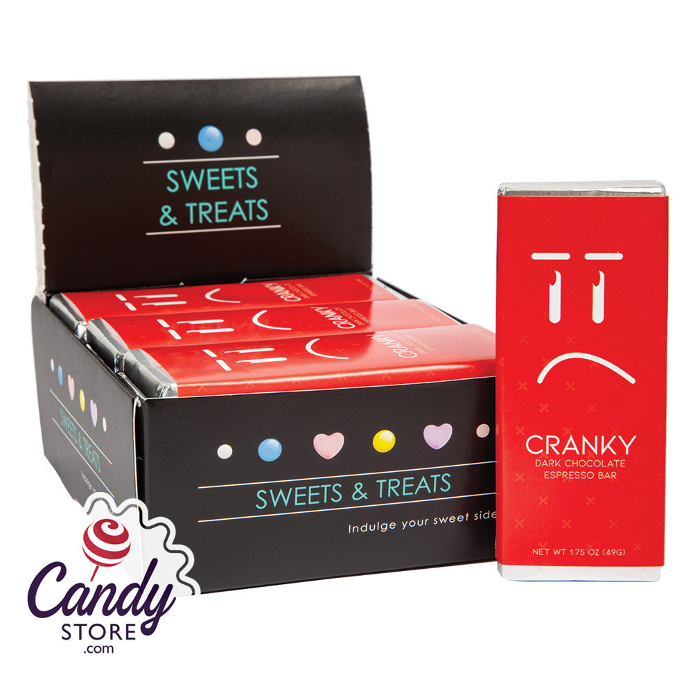 Cranky Espresso Dark Chocolate Emotion Bar 24ct - CandyStore.com