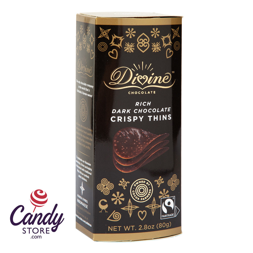 Divine Dark Chocolate Crispy Thins 12ct Boxes - CandyStore.com