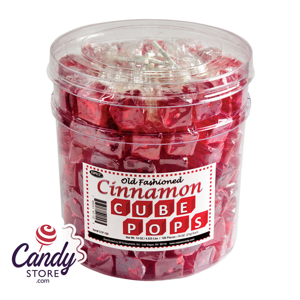 Fire Cube Cinnamon Suckers Tub 100ct - CandyStore.com