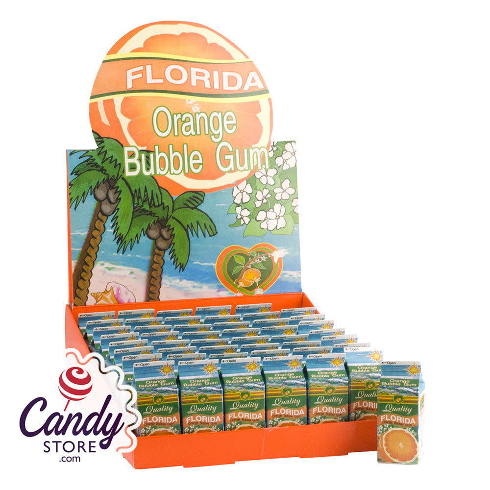 Florida Orange Bubble Gum Cartons 48ct Display - CandyStore.com