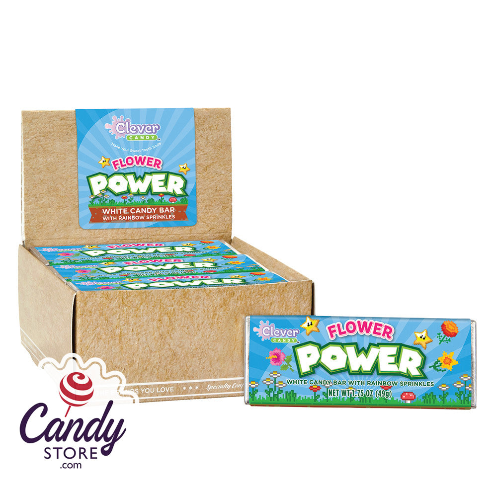 Flower Power White Bars w Rainbow Sprinkles 21ct - CandyStore.com