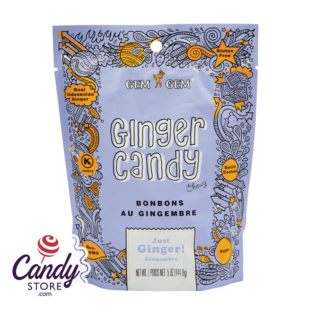 Ginger Gem Chewy Candy 5oz, 12ct Peg Bags - CandyStore.com