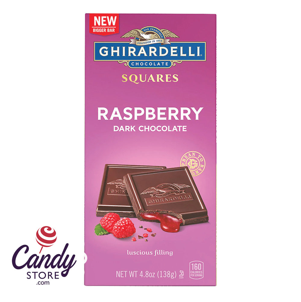 Dark Choc Raspberry Squares Bar 10ct Ghirardelli - CandyStore.com