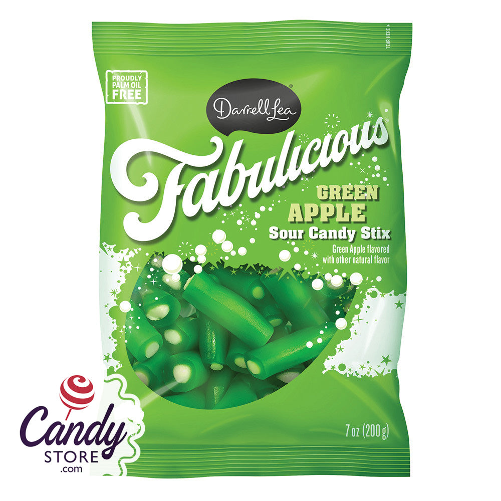 Green Apple Darrell Lea Sour Candy Stix 8ct Bags - CandyStore.com