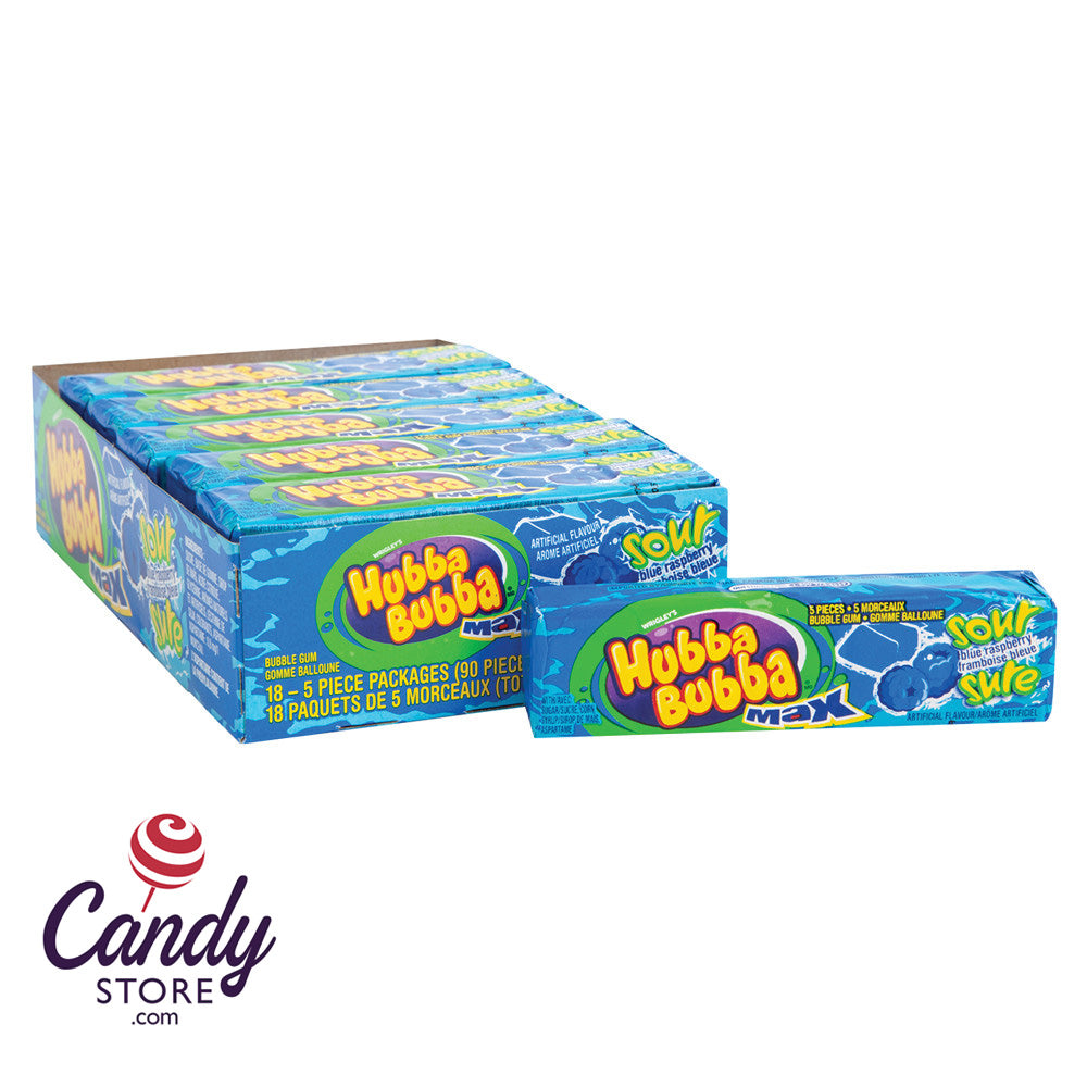 Hubba Bubba Sour Blue Raspberry Bubble Gum 18ct - CandyStore.com