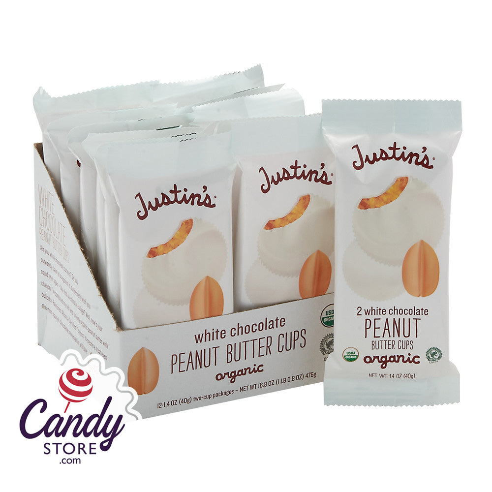 Justin White Choc Peanut Butter Cups 2Pk 12ct - CandyStore.com