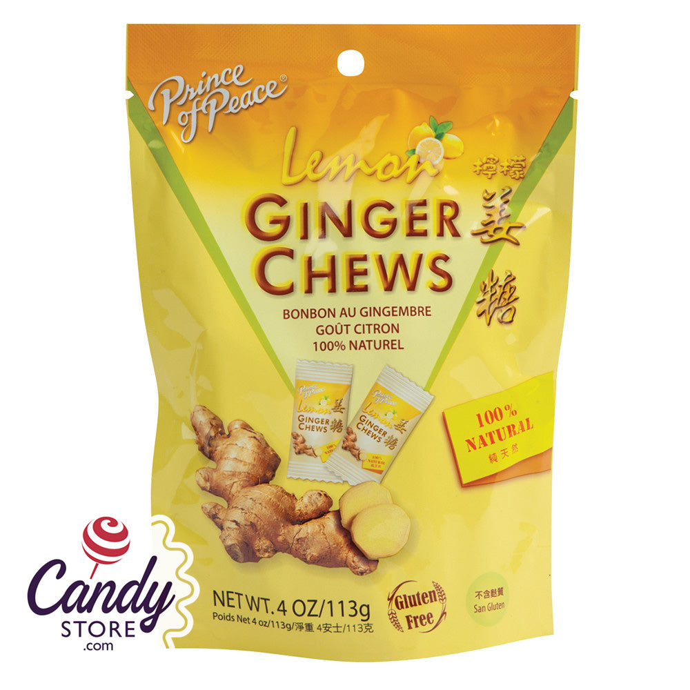 Lemon Ginger Prince Of Peace Chews 12ct Pouches - CandyStore.com