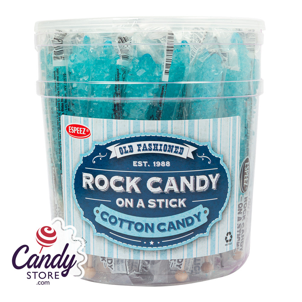 Light Blue Rock Candy Sticks Cotton Candy 36ct Jar - CandyStore.com