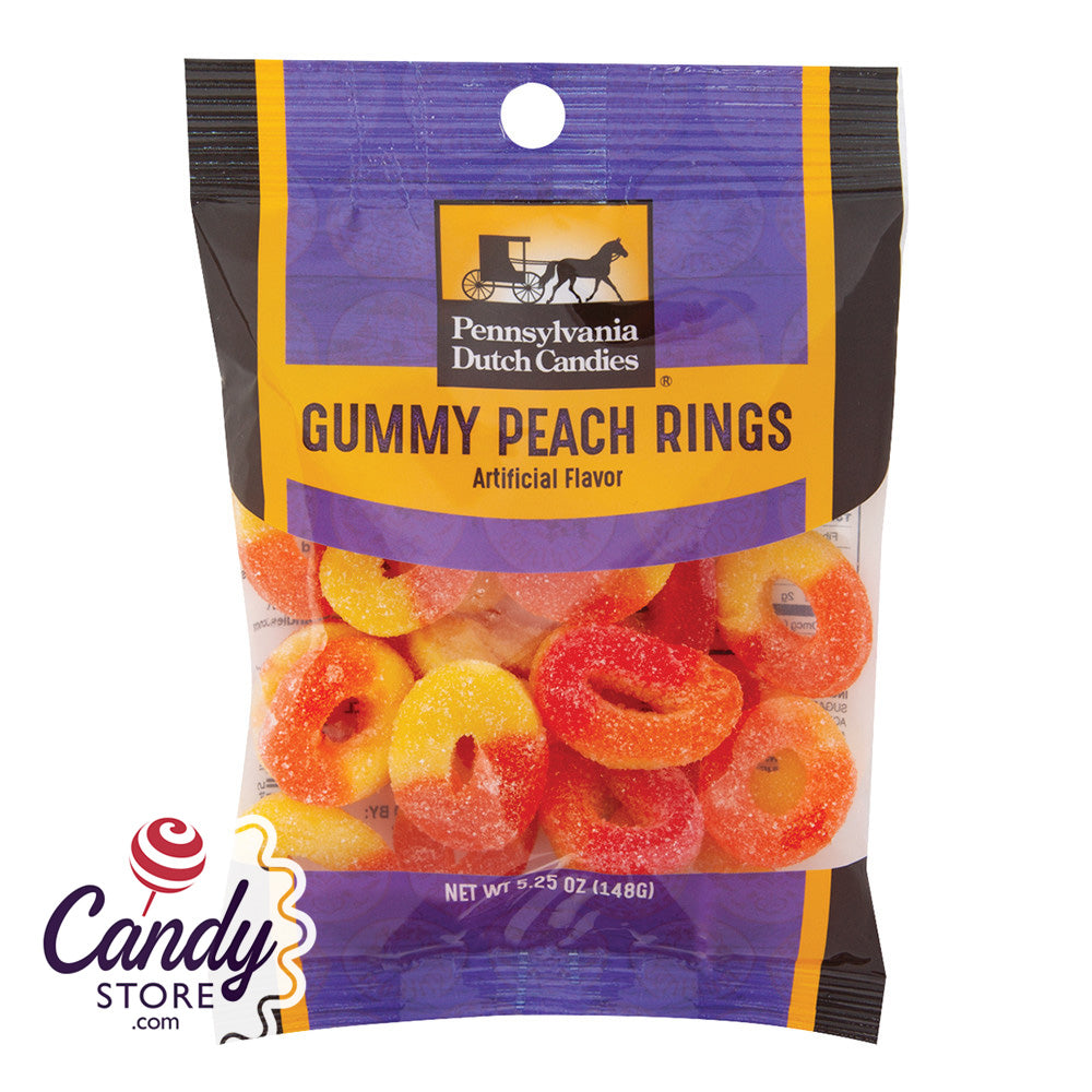 Peach Rings Gummies Candy 12ct Peg Bags - CandyStore.com