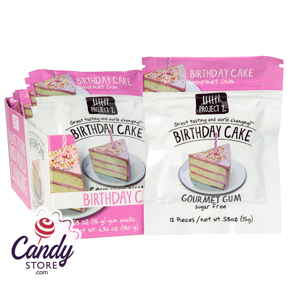 Project 7 Birthday Cake Chewing Sugar Free Gum 12ct - CandyStore.com