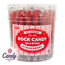 Red Rock Candy Crystal Sticks Strawberry 36ct Tub - CandyStore.com