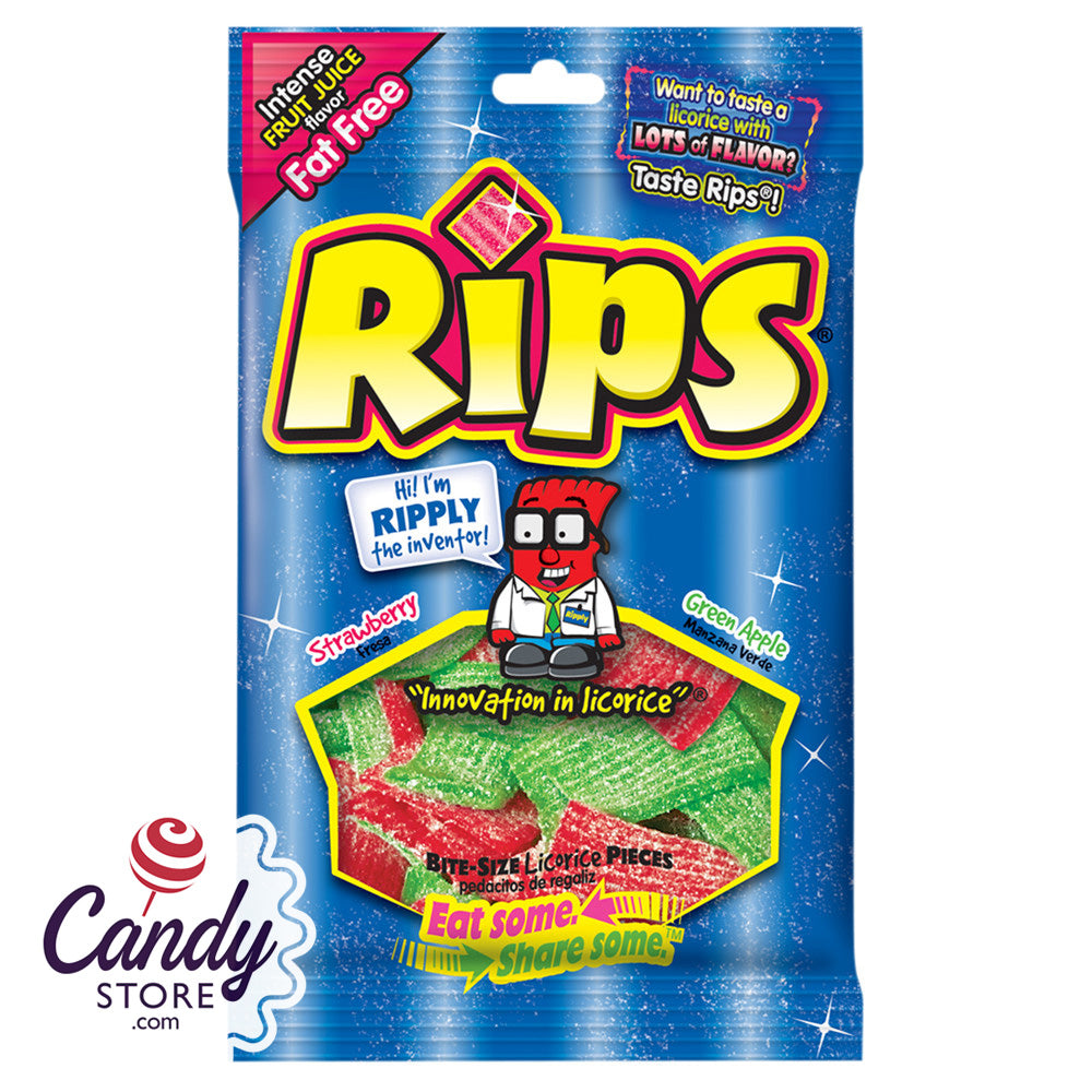 Rips Sour Licorice Bite-Size Candy 12ct Peg Bags - CandyStore.com
