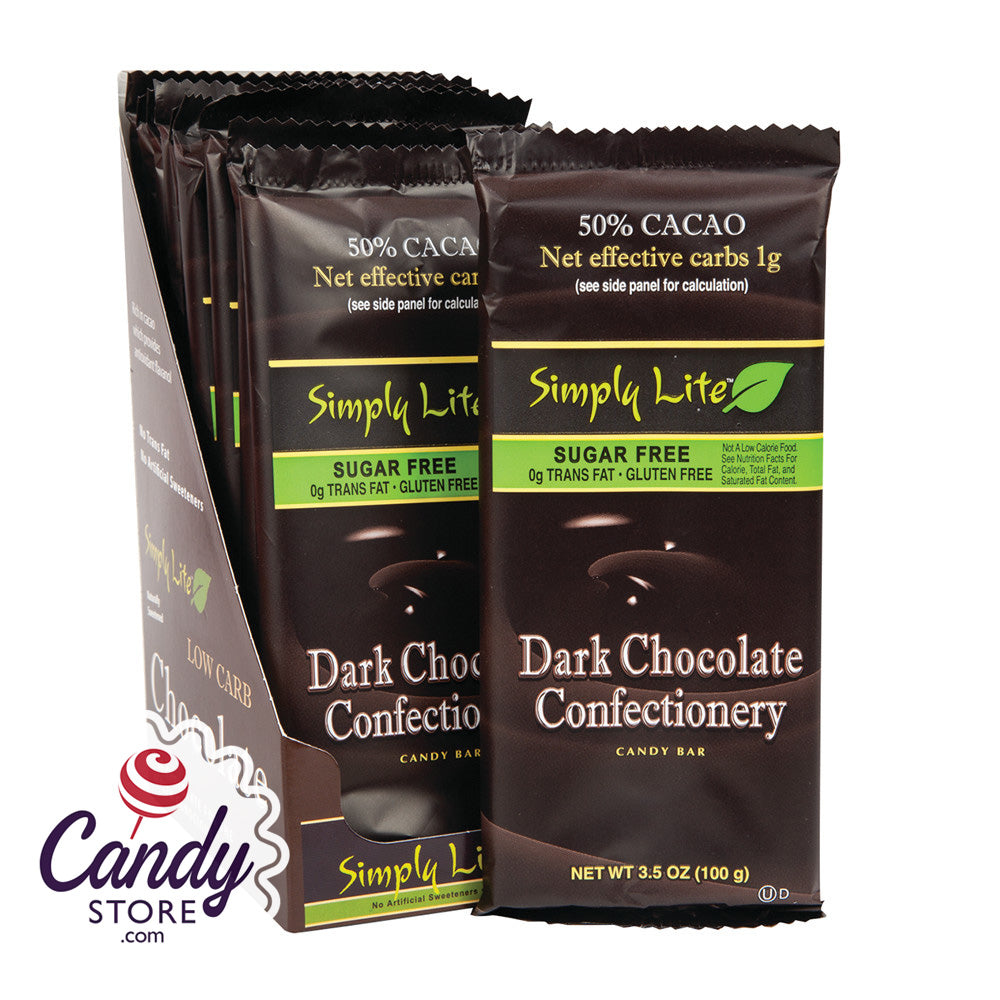 Simply Lite 50% Dark Chocolate Bars No Sugar 10ct - CandyStore.com